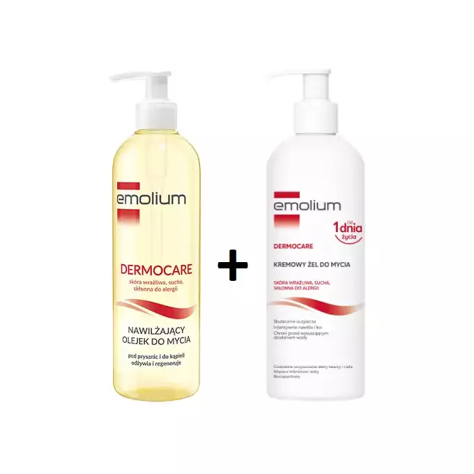 EMOLIUM Zestaw Dermocare (Olejek do mycia 400 ml + Kremowy Żel do mycia ...